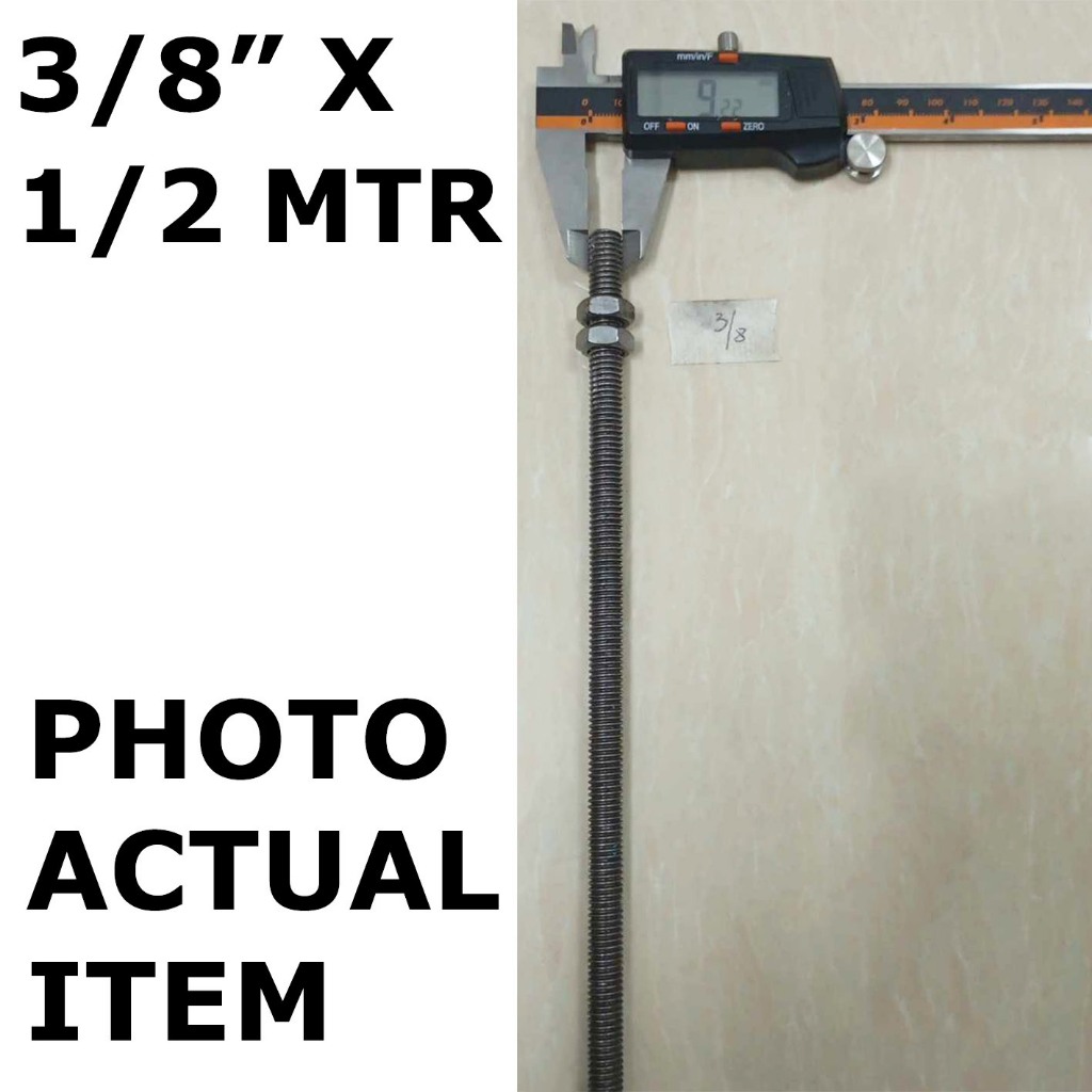 BI THREADED ROD 3/8" X 1/2 METER WITH 2 PIECES NUT BLACK IRON