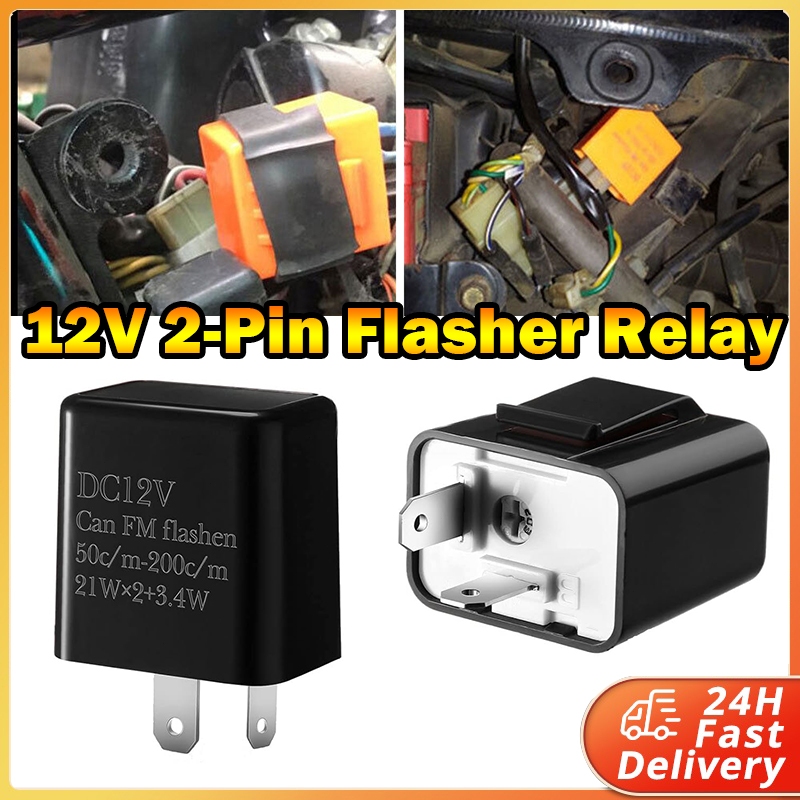 Universal 12V 2 Pin Electronic Turn Signal Flasher Relay LED Flasher ...