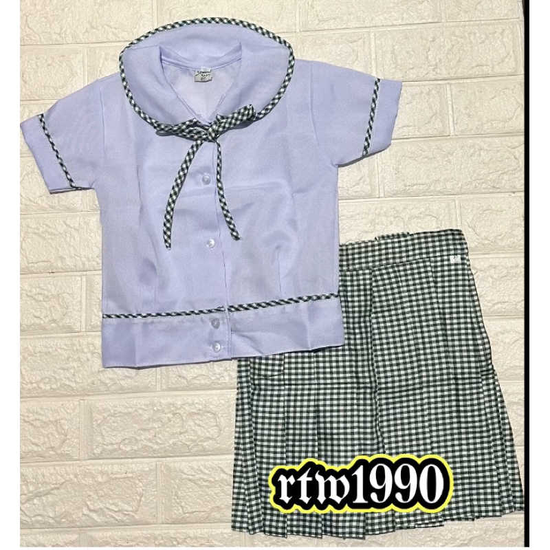 Good Quality school uniform set checkered with piping blouse and P.E ...