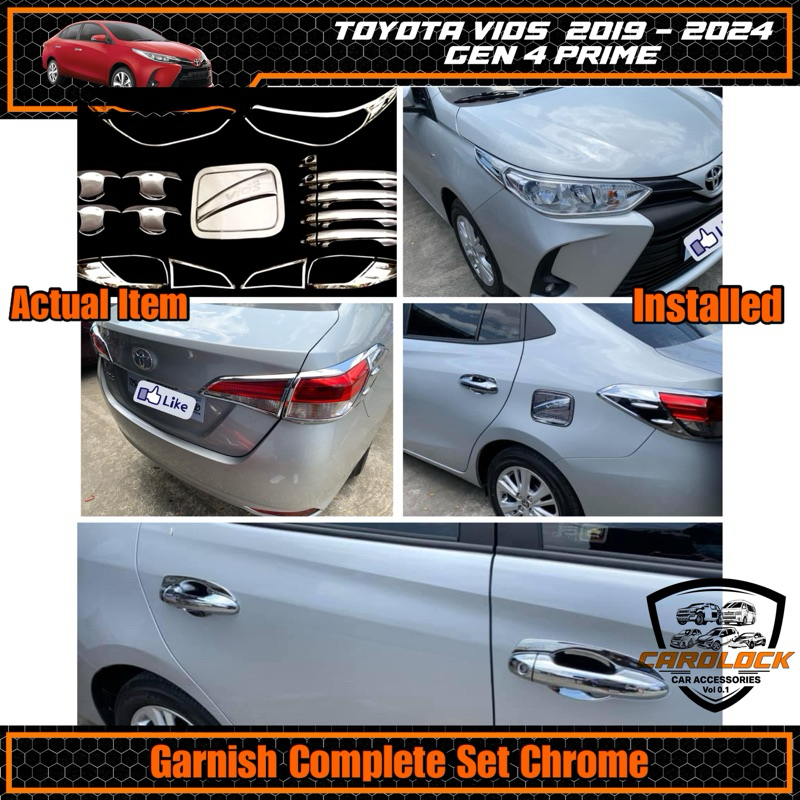 Toyota Vios 2019 - 2025 Garnish Complete Set Chrome | Shopee Philippines