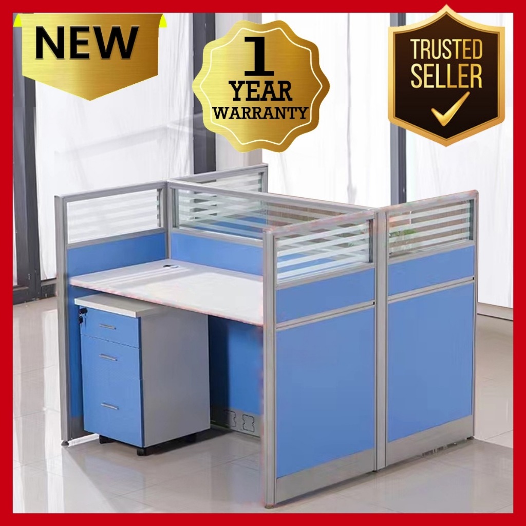 WS02 Workstation (2-Seaters) (120*120) (White+Blue, All White) | Shopee ...