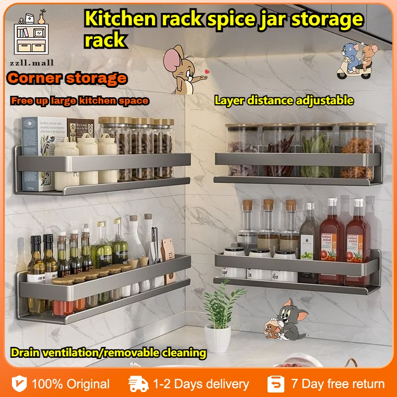 Wall Mounted Condiments Organizer Utensils Spice Rack Holder Kitchen ...