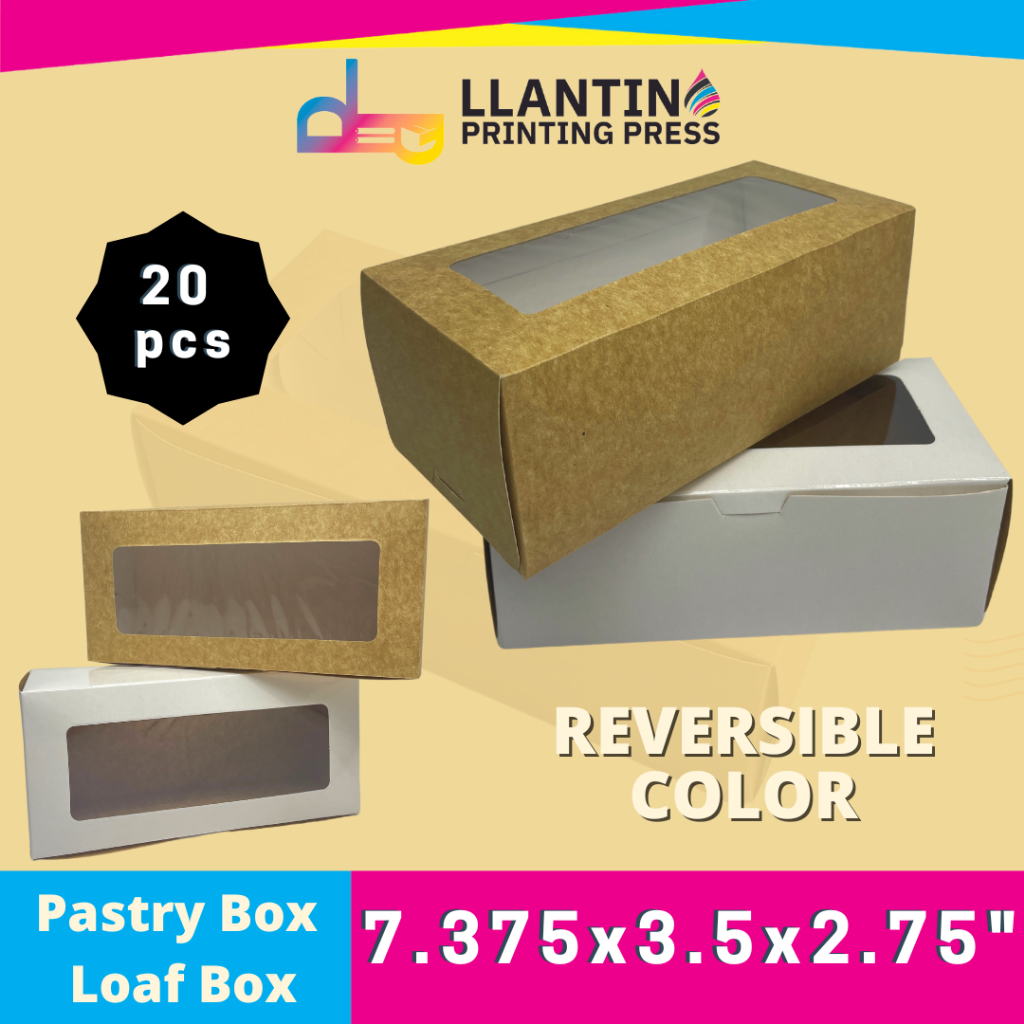 20 pcs Loaf Box | 7⅜ x 3½ x 2¾ | Kraft Brown Full White Reversible ...