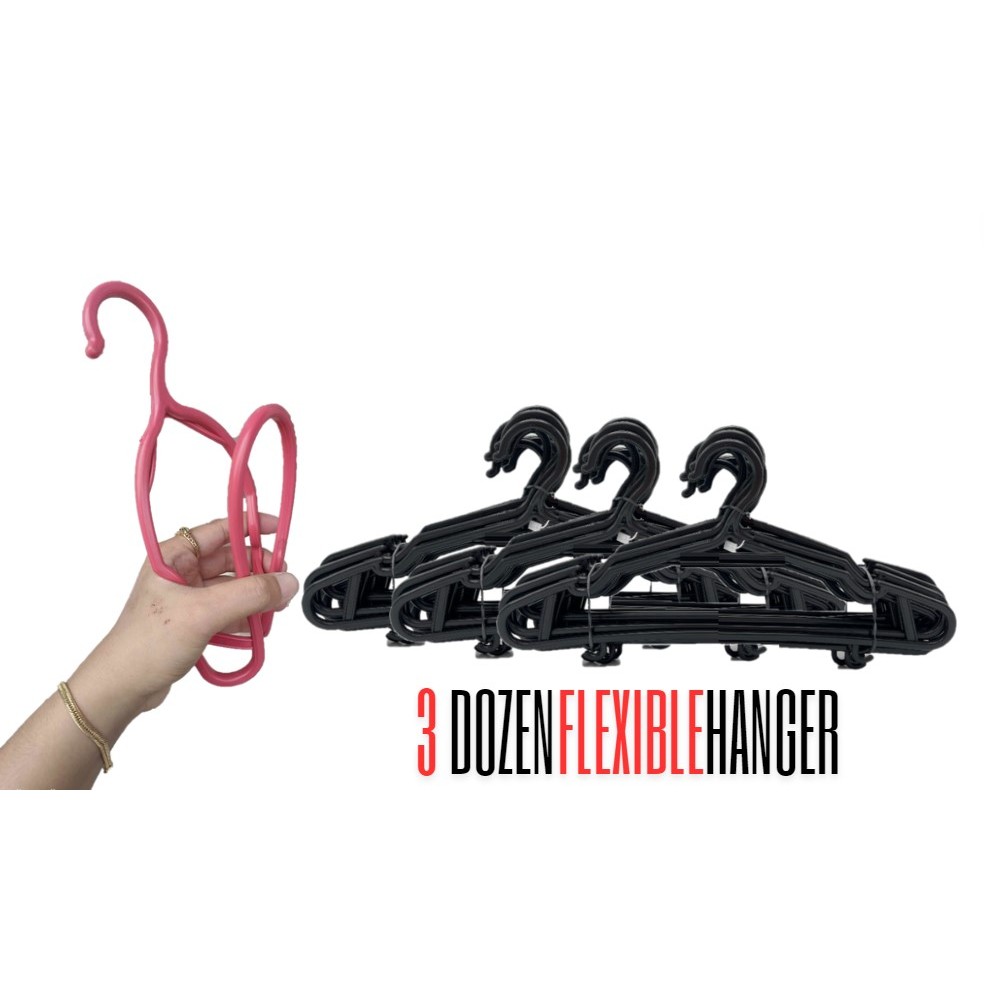 36PCS 3DOZEN Flexible Plastic Clothing Hangers Adult Clothes Hanger ...