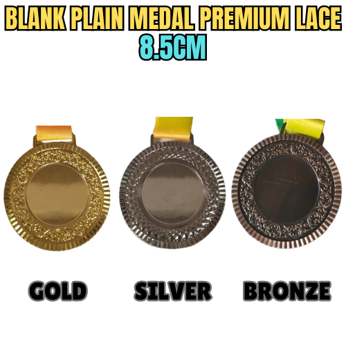 BLANK PLAIN MEDAL PREMIUM LACE(8.5CM)(AVAILABLE COLORS GOLD/SILVER ...