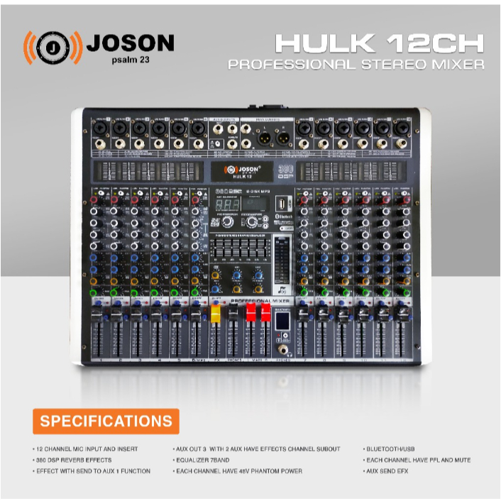 Joson Spider 12 Channel Professional Audio Mixer with +46V Phantom ...