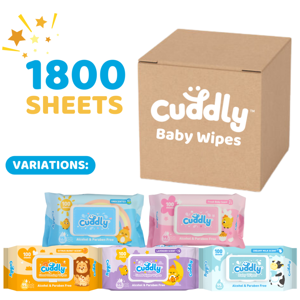 Cuddly Baby Wipes 1800 Sheets Box 18 Packs Newborn Wet Wipes for Baby ...