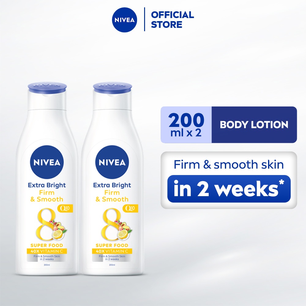 PACK OF 2 NIVEA Body Lotion Extra Bright Firm & Smooth, 200ml | Shopee ...