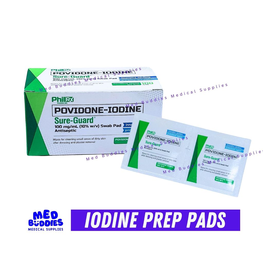 [100 Pieces] Povidone Iodine Swab Pads | Betadine Swabs | Antiseptic ...