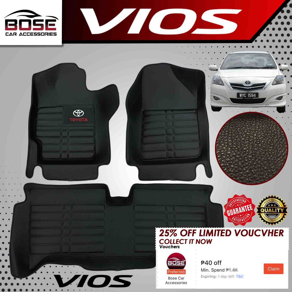 5D Black Deep Dish Matting for Toyota Vios Gen2 2008 - 2013 Floor Liner ...