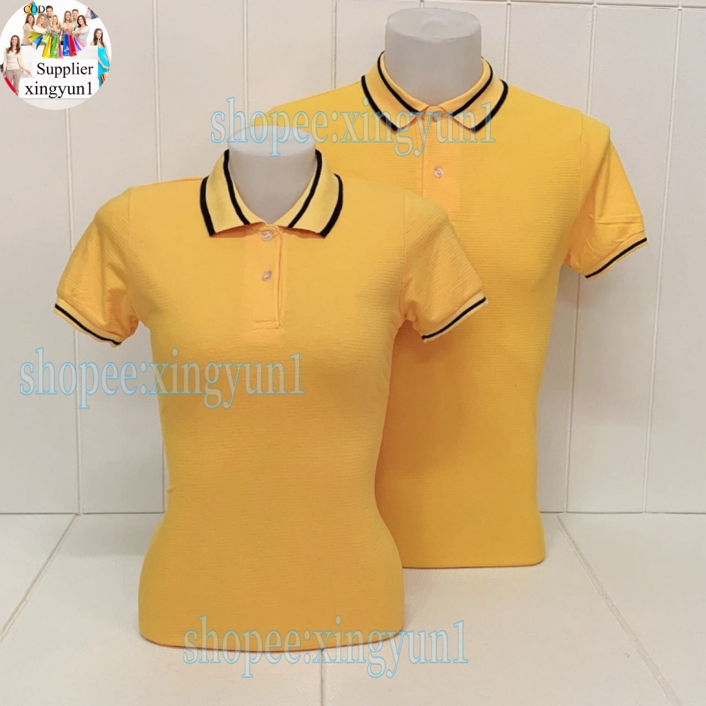 lemon yellow fashion family couple polo shirt stretch cotton 14colors ...