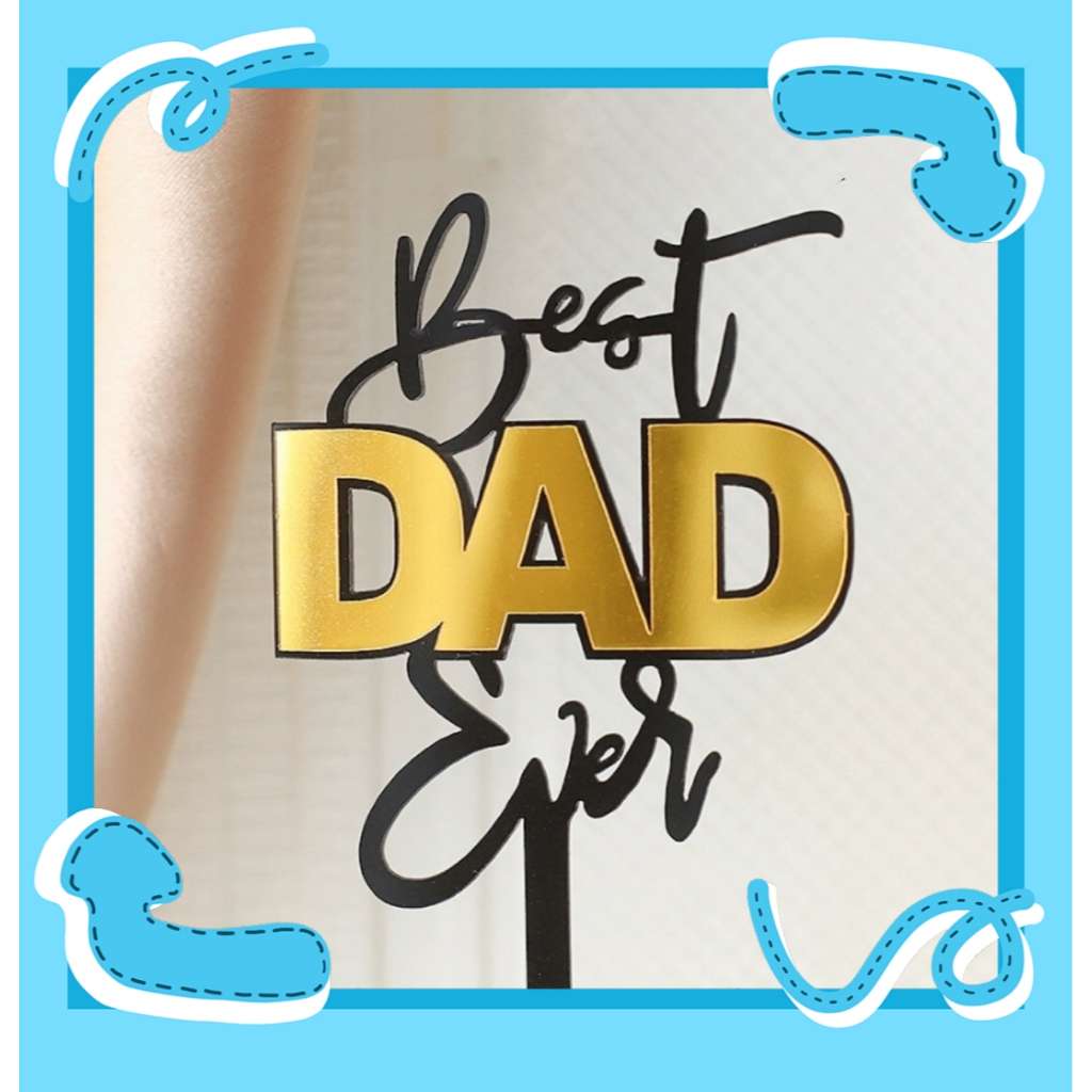 Gold Best Dad Happy Fathers Day Acrylic Cake Topper Plug In Baking