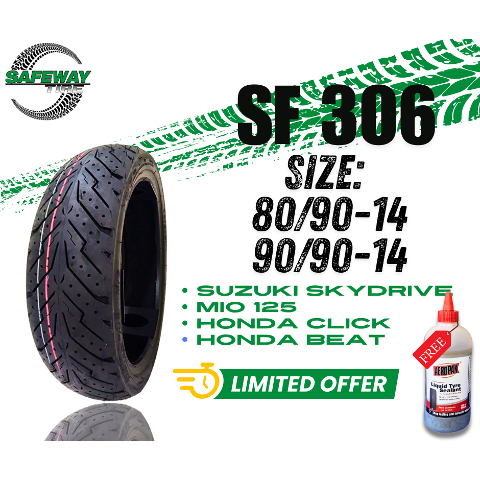 Safeway Tire BUNDLE SF306 (80/90-14) (90/90-14) | Shopee Philippines