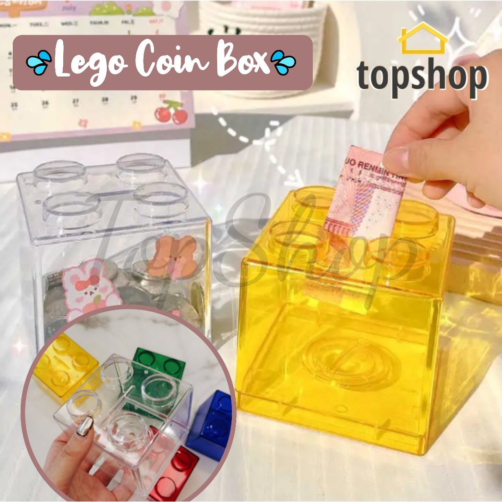 TOPSHOP 1pc Transparent Alkansya Blocks Shape Coin Box Money Bank ...