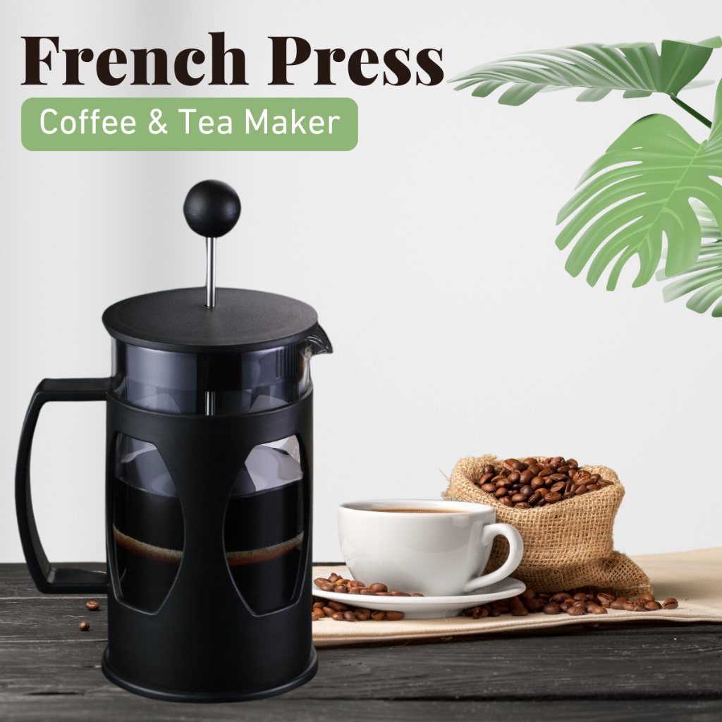 French Press Coffee and Tea Maker with Stainless Steel Filter High ...