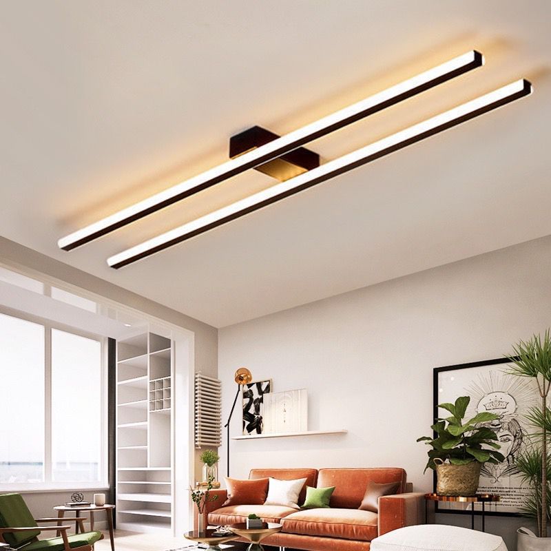 Simple Led Long Strip Ceiling Lamps For Living Room Tricolor Bedroom ...