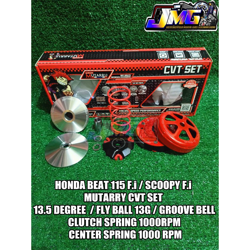 MUTARRU PULLEY SET W/DRIVE FACE CVT SET 13.5 DEGREE MIO / CLICK / BEAT / NMAX / AEROX / MIO i ...