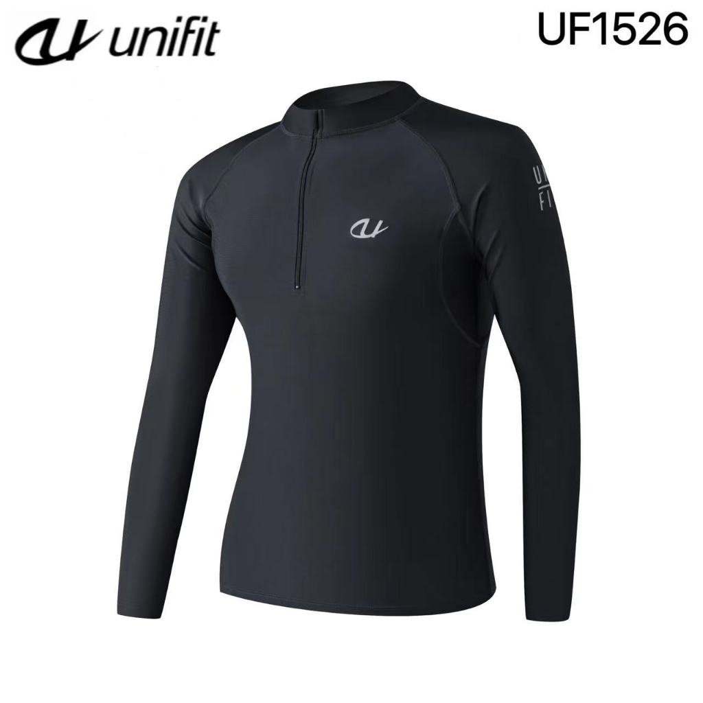 UNIFIT Men's Rash Guard Long Sleeve With Zip Up Swimsuit Swimwear ...