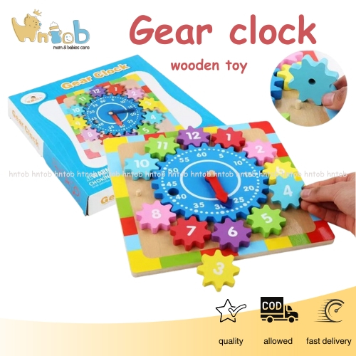 ED shop Wooden Gear Clock Educational Toy Stacking Blocks Kids Toys ...