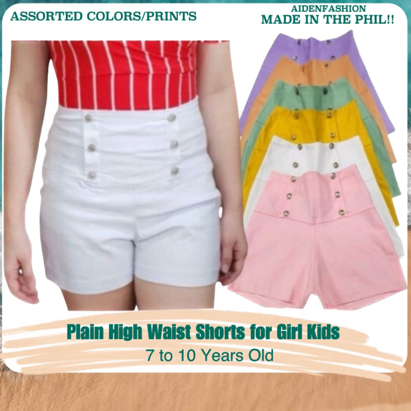 Plain High Waist Shorts for Kids/Girls/7-10 Years Old-ASHLEY | Shopee ...