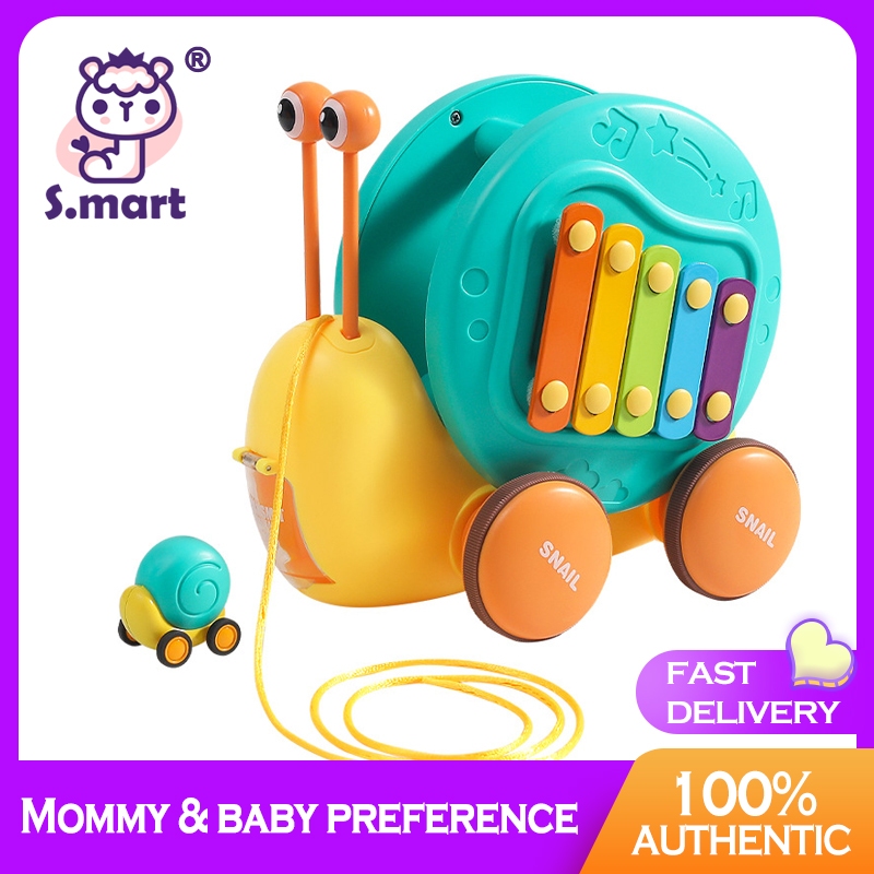 【S.mart】Snail Xylophone car Detachable multi-functional pulling car ...