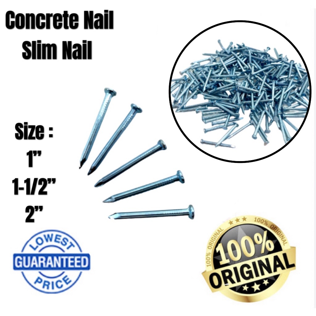 Power Concrete Nail 1 KILO BOX / SLIM NAIL 1" 1-1/2" 2"---- | Shopee ...