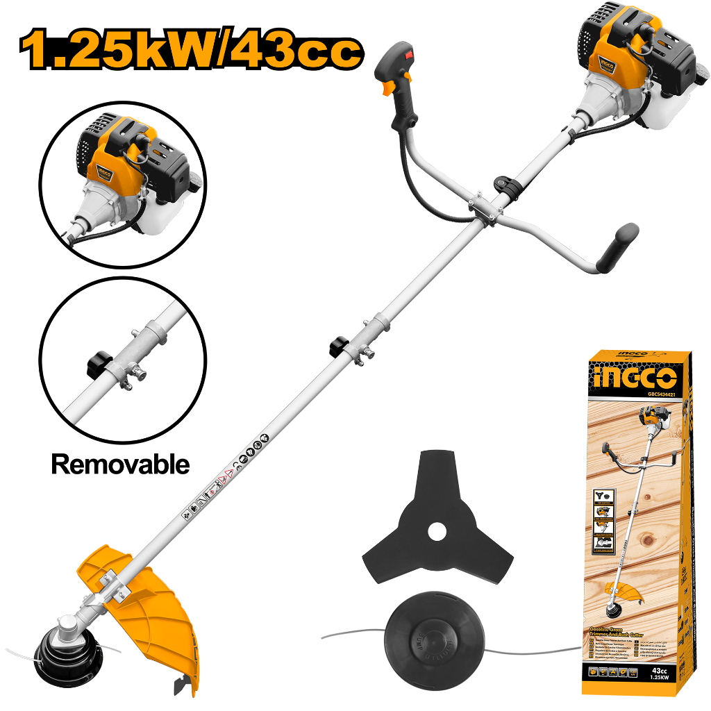 Ingco Gasoline Grass Trimmer and Bush Cutter 1.25Kw (2HP) 2-Stroke ...