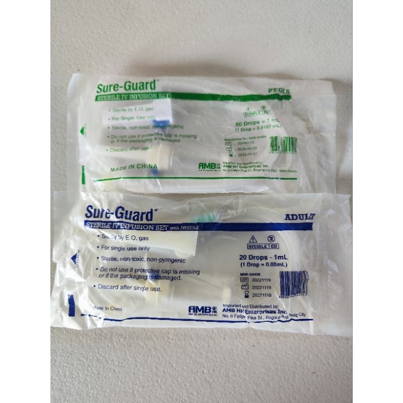 IV. Insusion Set Macroset/Microset Sureguard Sterile Sold per pc ...