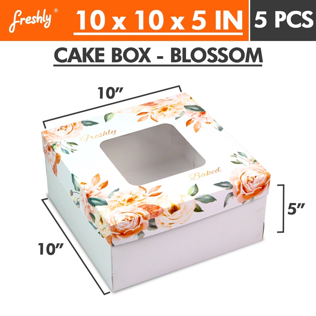 [PACKOF5] Cake Box 10x10x5 Design: White Blossom | Shopee Philippines