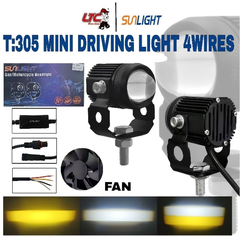 T-305 MINI DRIVING LIGHT V2 (yellow/white/yellow&white )20Wats SUNLIGHT ...