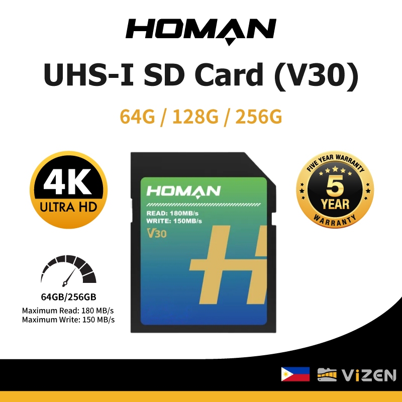 HOMAN UHS-I SD Card V30 64G/128G/256G UHS-I V30 Full 4K RAW READ 180 MB/s WRITE 150 MB/s ...