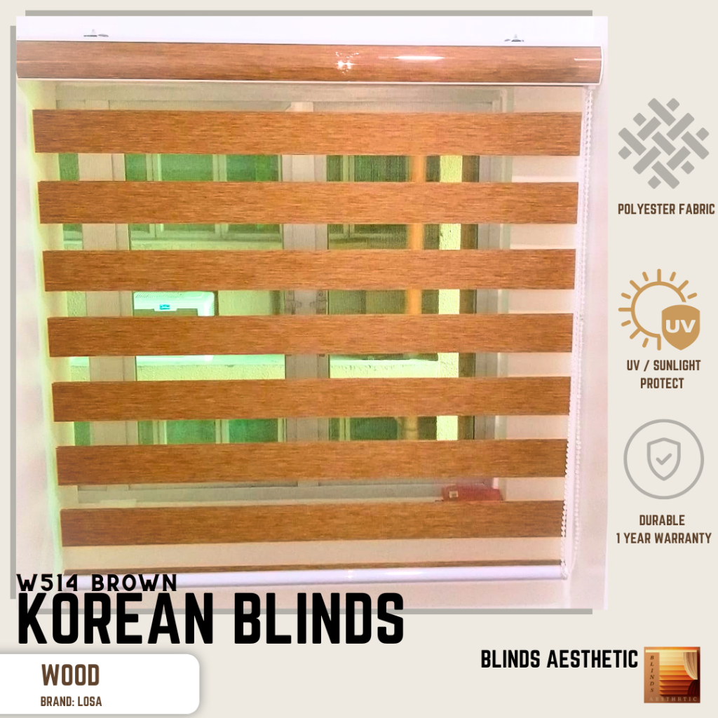 WOOD W514 BROWN (customize size) KOREAN WINDOW BLINDS 100% HIGH QUALITY ...