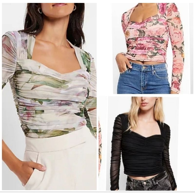 Ex.prssss Body Contour Mesh Cropped Top RD1 | Shopee Philippines