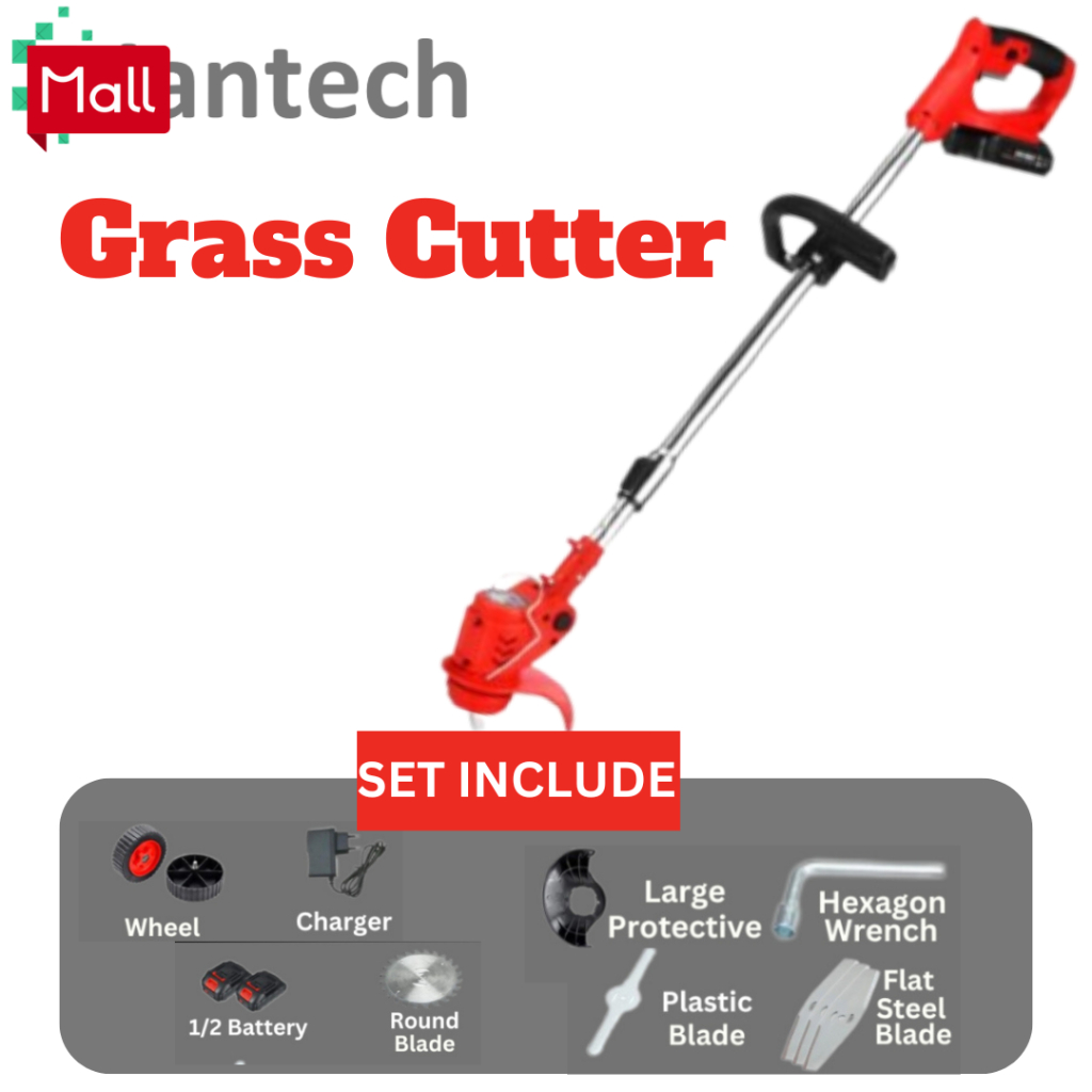 388V Powerful Electric Cordless Grass Cutter Rechargeable Lithium Battery Grass Trimmer | Shopee ...