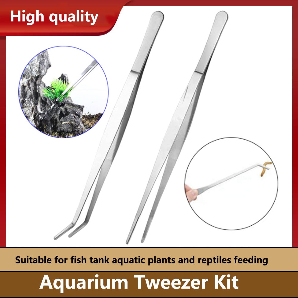 2Pcs Stainless Aquarium Tweezer for Reptile Fish Tank Aquatic Plants ...