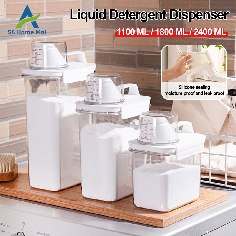 Liquid Detergent Dispenser Laundry Organizer Jar Storage Airtight ...