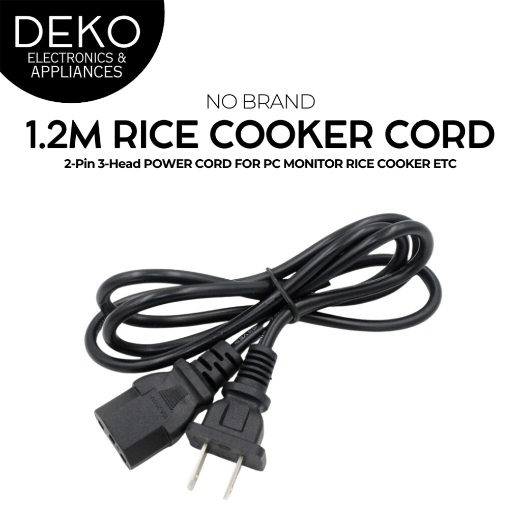 1.2m Rice Cooker Cord 2-Pin 3-Head AC CPU Power Cord Plug For PC ...