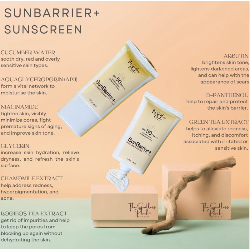 The Spotless Peach SunBarrier+ Sunscreen | Shopee Philippines