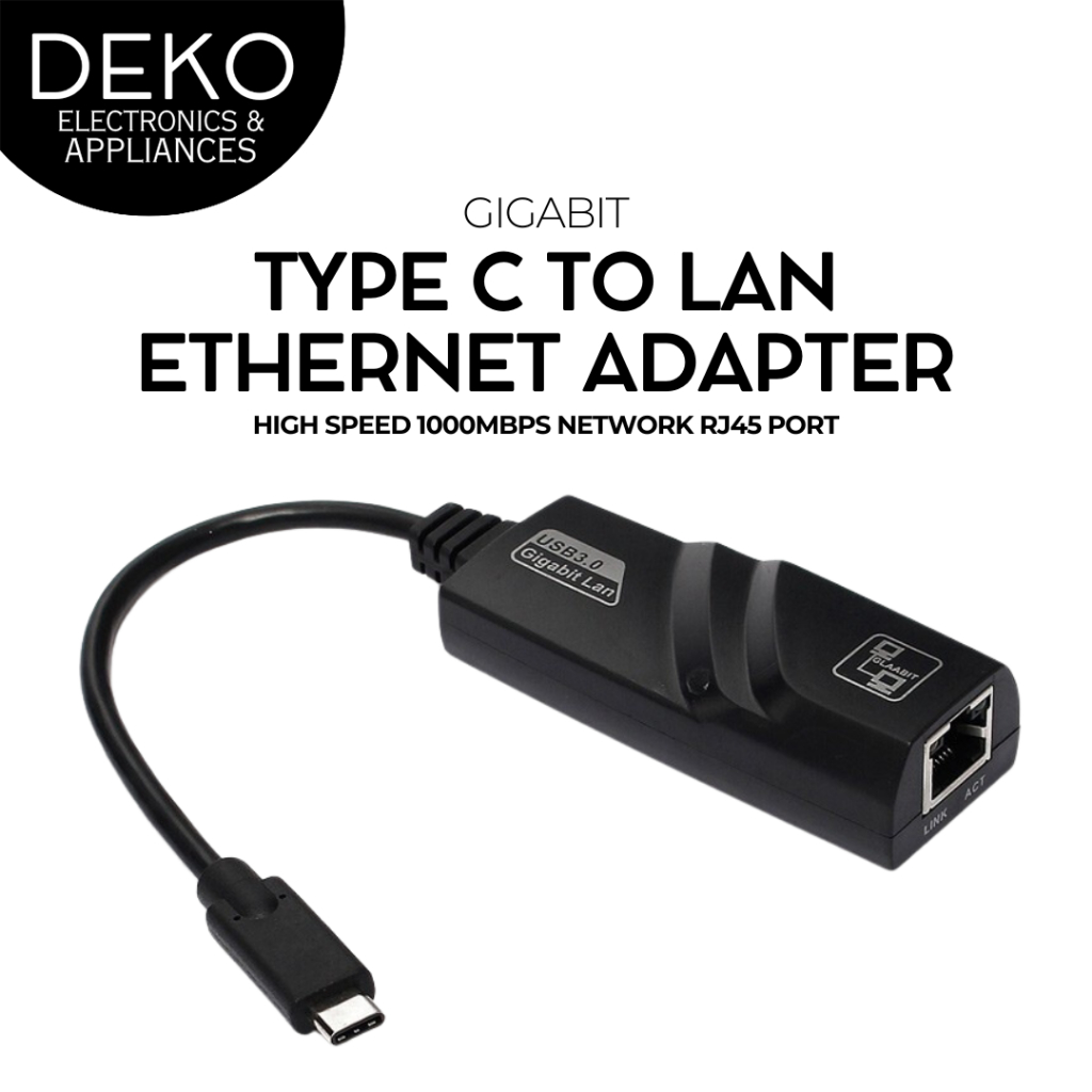 Type C to LAN Gigabit Ethernet Adapter 1000 Mbps Network RJ45 LAN Wired ...