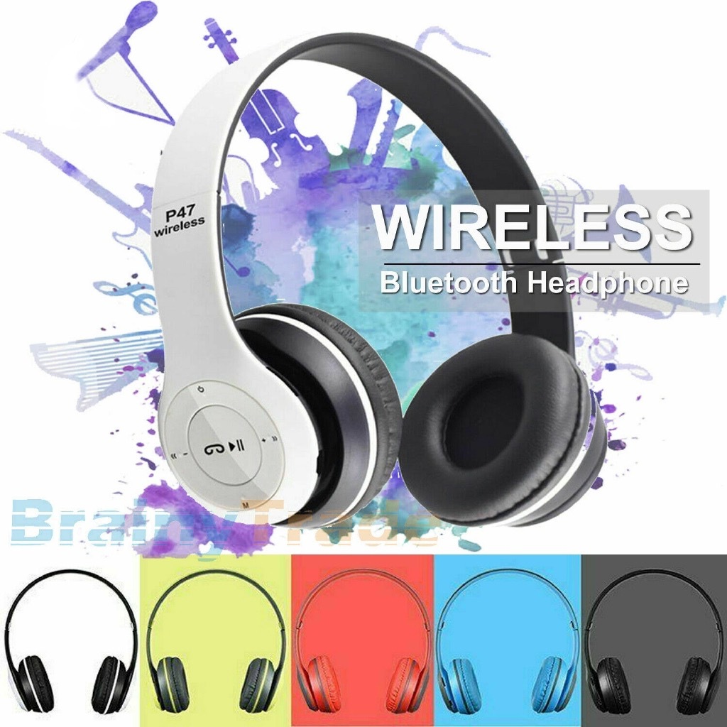 P47 Wireless Bluetooth On-Ear Headphone Headset Rechargeble Charging ...