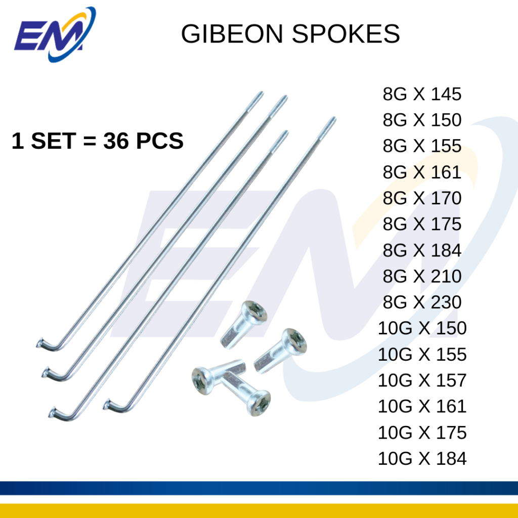 SPOKE WITH NIPPLE / RIOS 8G AND 10G [1 SET = 36 PCS] - GIBEON | Shopee ...