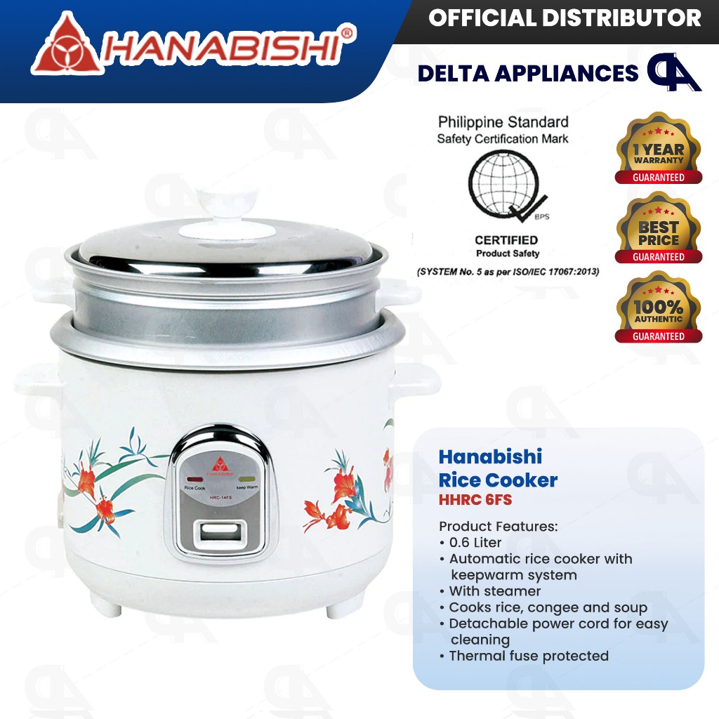 Hanabishi Rice Cooker 3 Cups Aluminum Pot W/ Steamer Original w/ 1 Year ...