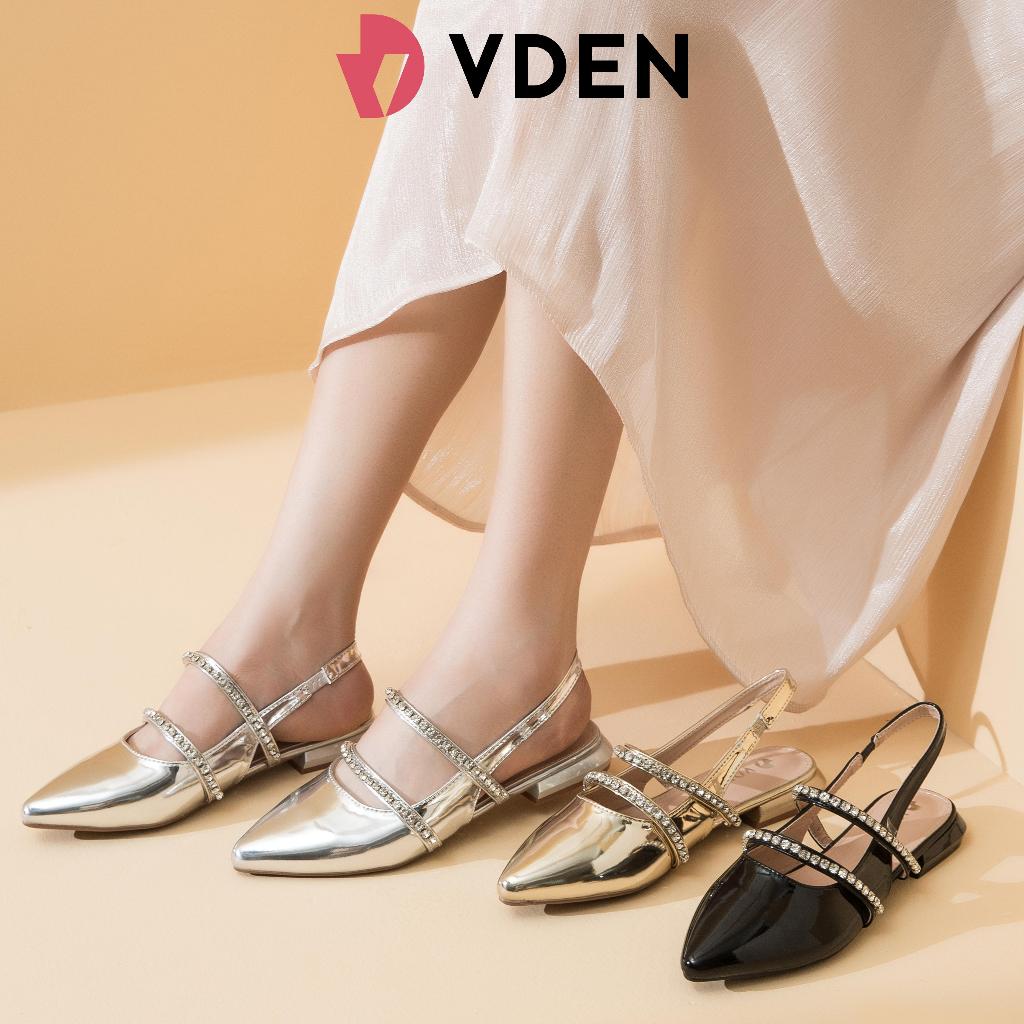 VDEN Pointed Toe Sling Back Flat with Straps Gems 8930-8 Flat ...