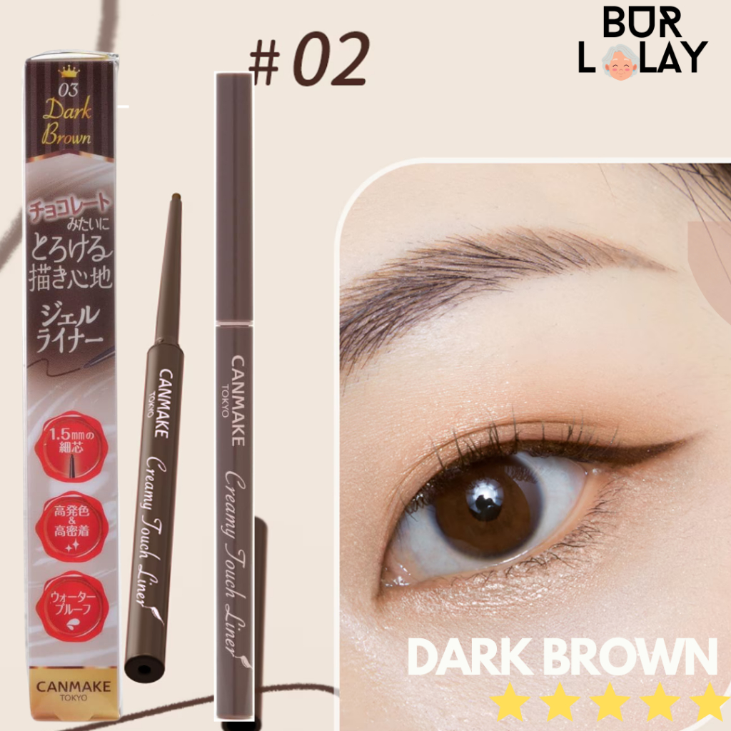Canmake Creamy Touch Liner Cloudy Gray Dark Brown Eyeliner Gel Slim Tip ...