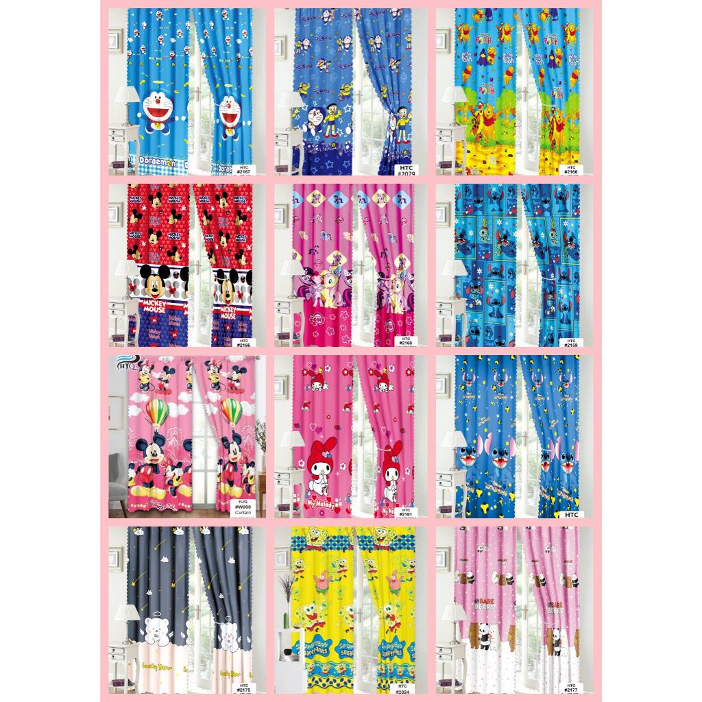 Cartoon pattern curtains Doraemon Mickey Mouse SpongeBob SquarePants ...