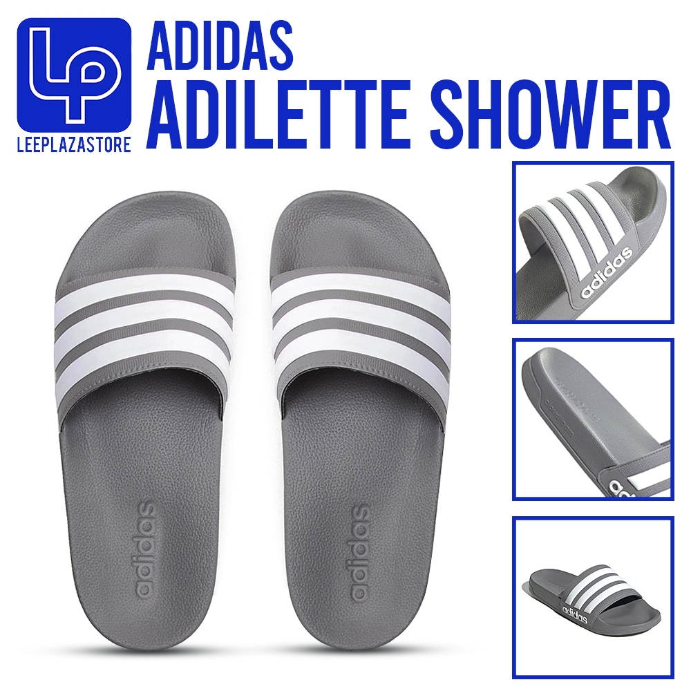 Adidas Men's Adilette Shower Slides Grey Three White Stripes - GY1891 ...