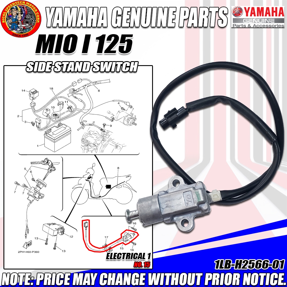 MIO I 125/ SOUL I 125 SIDE STAND SWITCH (YGP) (GENUINE: 1LB-H2566-01 ...