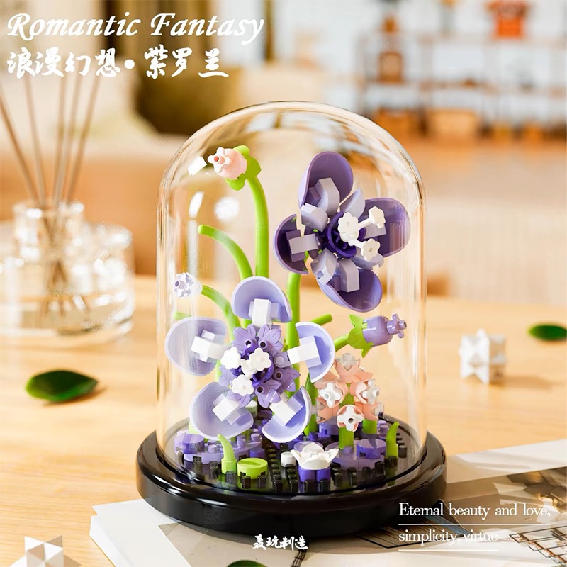 Flowers Set Building Blocks Toys Tulips Rose Sunflower with Glass Cover ...
