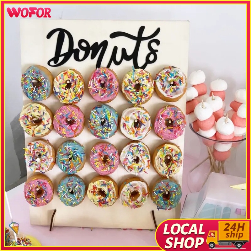 Sweets Doughnut Rack Decoration Donut Stand Party Decorations Wooden ...
