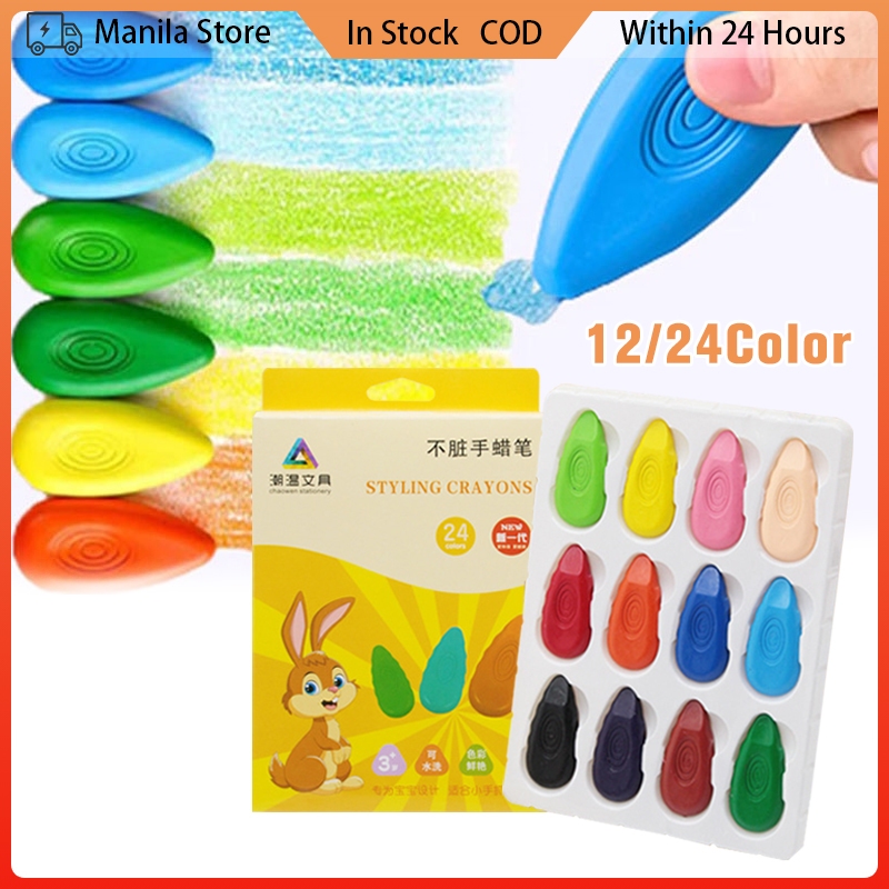 12/24 Colors Non-Toxic Children Coloring Crayons Set Washable Erasable ...